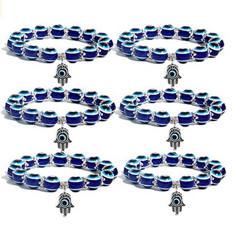 Wholesale Blessed Evil Eye Hamsa Blue Beaded Bracelets Fatima Hand