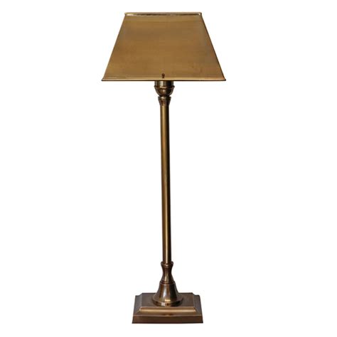 Brass Antiqued Rectangular Base Table Lamp With Shade Brass Greenslades Furniture