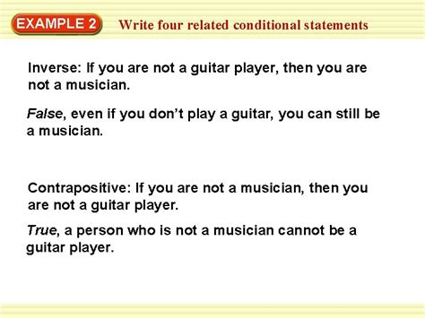 Example 2 Write Four Related Conditional Statements Write