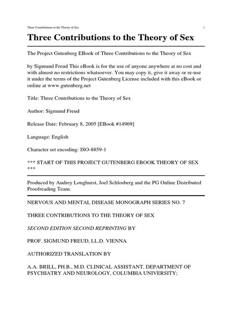 Threecontributionstothetheoryofsex Pdf Psychoanalysis