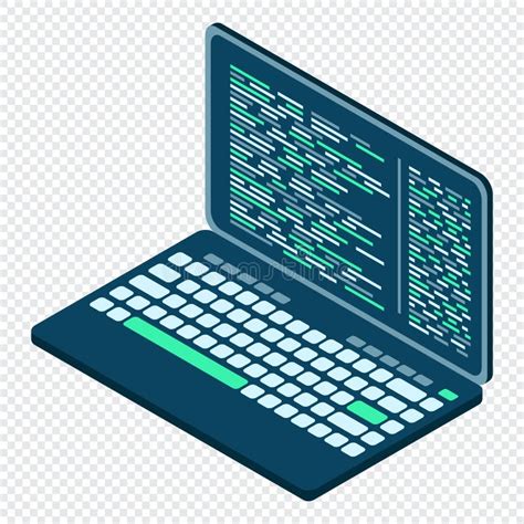 Isometric Laptop 3d Isometric Laptop Computer Abstract Programming Language And Program Code