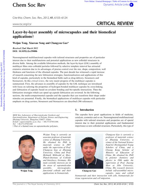 Pdf Cheminform Abstract Layer By Layer Assembly Of Microcapsules And Their Biomedical