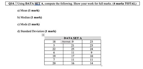 solved q14 using data set a compute the following show