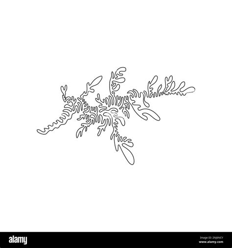 Continuous One Line Drawing Of Cute Leafy Seadragon Curve Abstract Art Single Line Editable