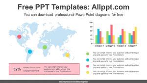 World Map Bar Chart PowerPoint Diagram For Free