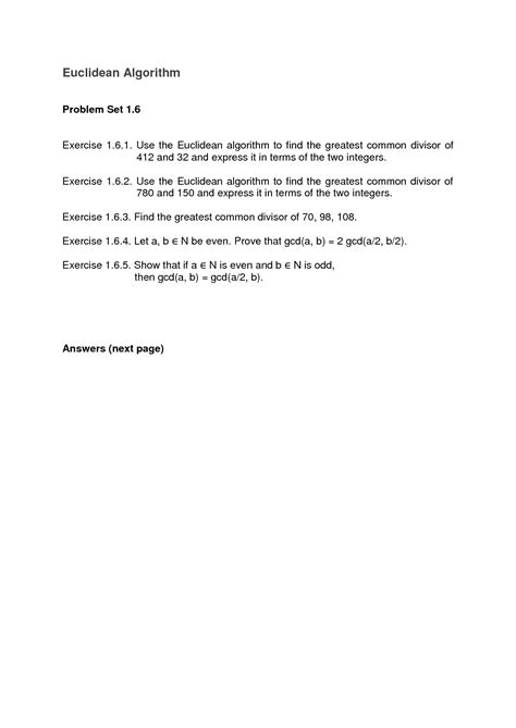 SOLUTION Problem Set 1 6 Euclidean Algorithm Studypool