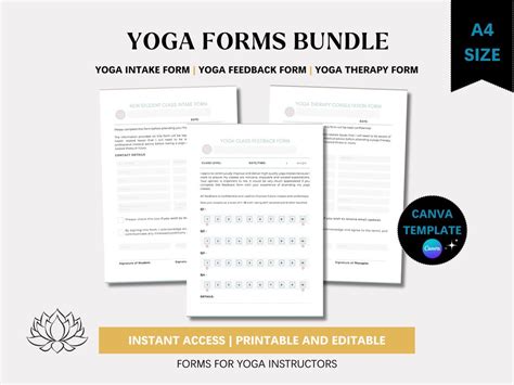 Yoga Forms Bundle Editable Yoga Canva Templates Yoga Intake Form