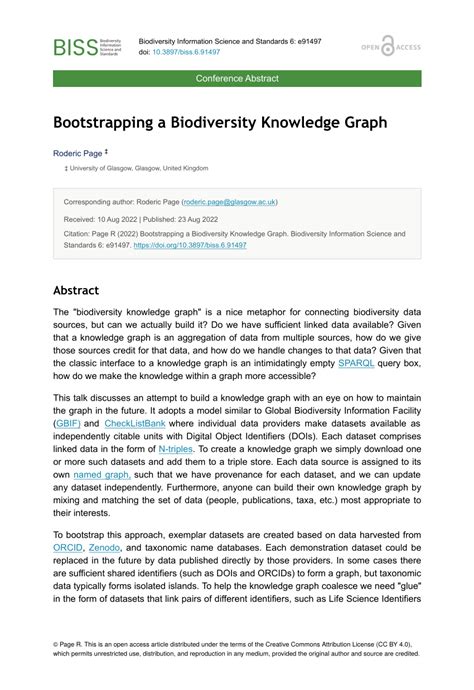 Pdf Bootstrapping A Biodiversity Knowledge Graph