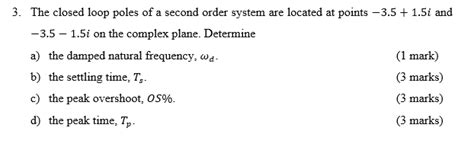 Solved The Closed Loop Poles Of A Second Order System Are Chegg