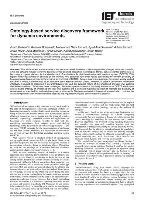 Pdf Ontology Based Service Discovery Framework For Dynamic Environments