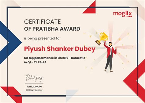 Achievement Pratibhaaward Piyush Dubey