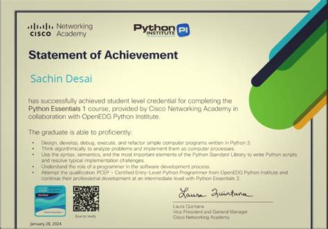 Sachin Desai On Linkedin Pythonessential Ciscocertification Pythonprogramming Techskills