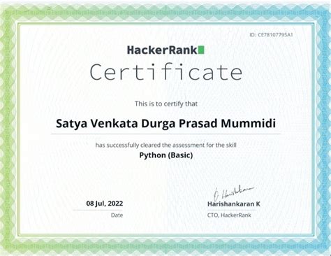 s v d prasad mummidi on linkedin hackerrank coding
