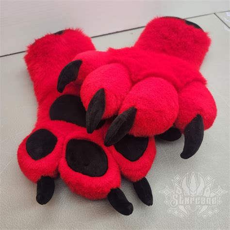 uv reactive red fursuit paws etsy