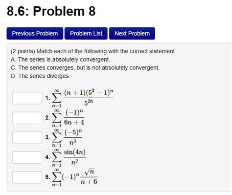 Solved 8 6 Problem 8 Previous Problem Problem List Next