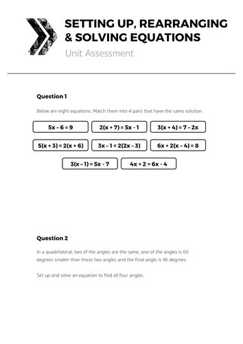 Setting Up Rearranging And Solving Equations Teaching Resources