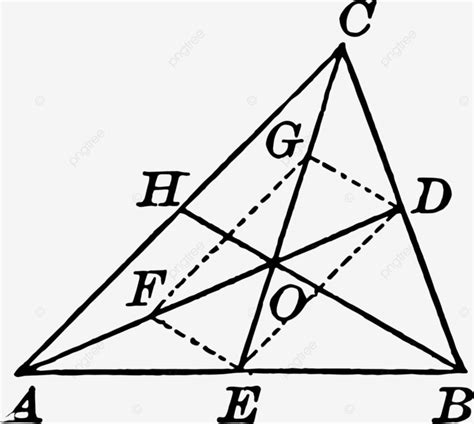 Centroid Of Triangle Vintage Illustration Drawing Black White Vector Drawing Black White Png