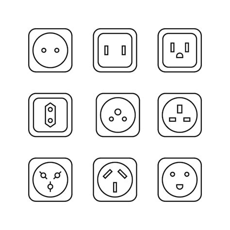 Premium Vector Editable Set Icon Of Electric Socket Vector Illustration Isolated On White