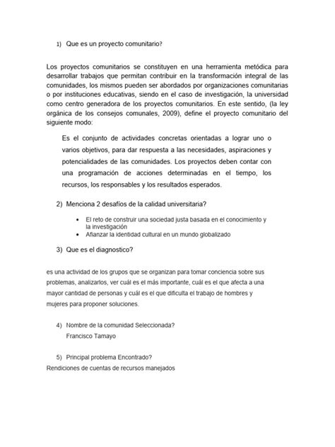 Proyecto Comunitario Pdf