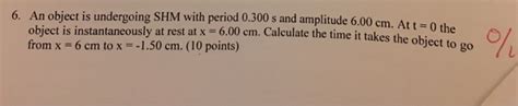 Solved An Object Is Undergoing SHM With Period 0 300 S And Chegg Com