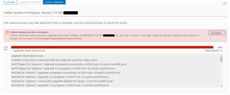 vxrail failed to upgrade vsan on disk format in lcm upgrade dell india