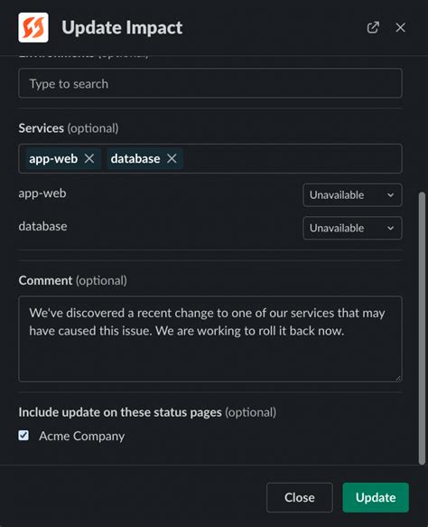 create update an incident on your atlassian statuspage firehydrant
