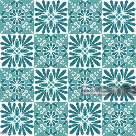 세라믹 타일 디자인 에메랄드 그린 색상 화려한 아랍어 모로코 패턴에 대 한 사각형 모자이크 0명에 대한 스톡 벡터 아트 및 기타 이미지 Istock