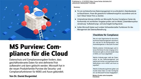 checklist cloud compliance ms purview