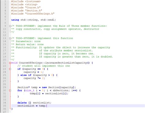 Solved C Code The Rule Of Three By Adding The Declaration Chegg Com