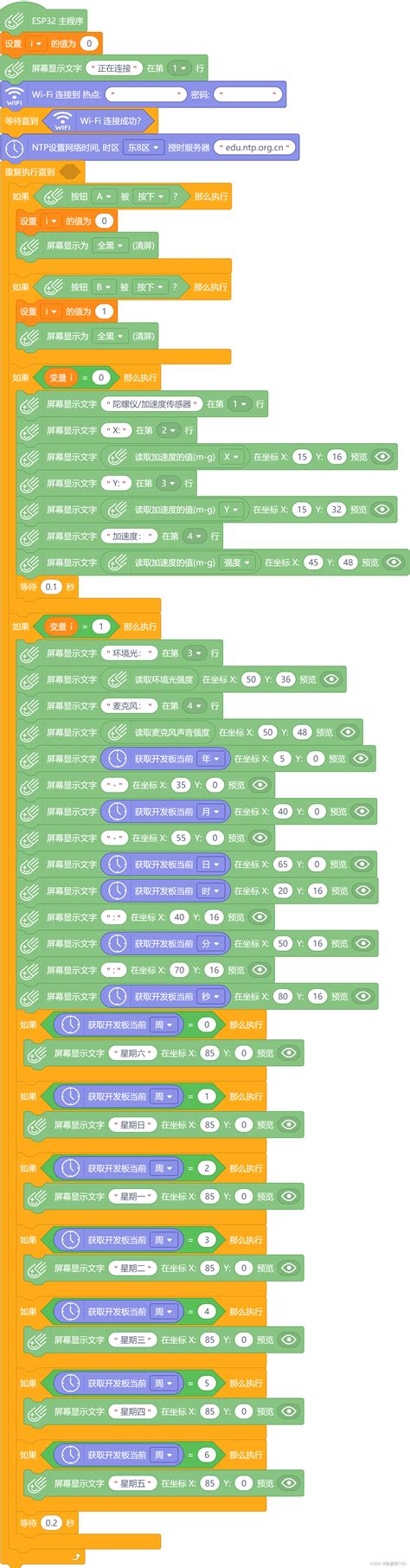 Esp32（掌控板） 板载传感器读数与网络时钟掌控板网络时钟 Csdn博客