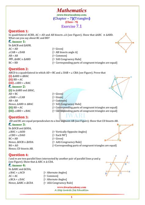 NCERT Solutions For Class 9 Maths Chapter 7 Exercise 7 1 For 2022 2023
