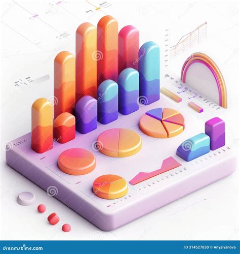 Colorful Graphs And Charts On Digital Display For Data Analysis Stock