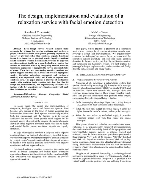 Pdf The Design Implementation And Evaluation Of A Relaxation Service With Facial Emotion