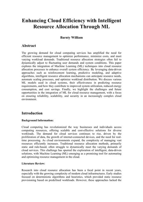 Pdf Enhancing Cloud Efficiency With Intelligent Resource Allocation