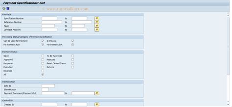 FPAYR SAP Tcode Payment Specifications List