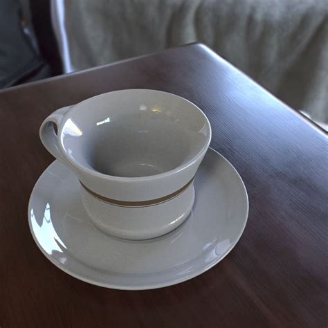 접시와 화이트 도자기 커피 컵 3d 모델 7 Max Fbx Obj Free3d