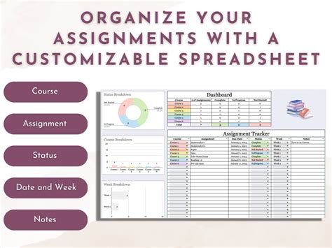 Assignment Tracker Spreadsheet Google Sheets Template For College And