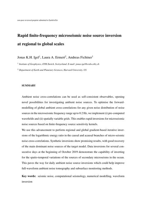 pdf rapid finite frequency microseismic noise source inversion at
