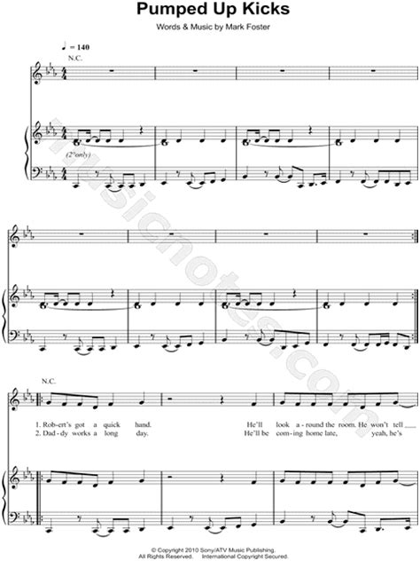 Foster The People Pumped Up Kicks Sheet Music In C Minor Transposable Download Print