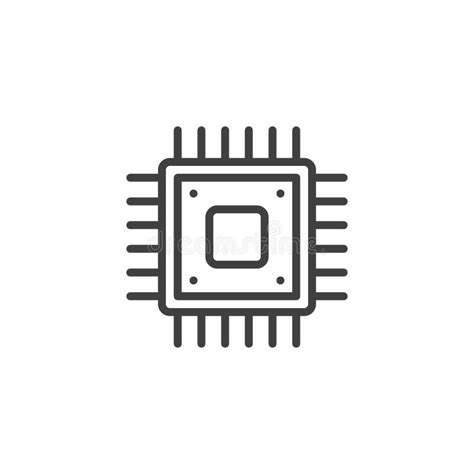 Cpu Processor Line Icon Stock Vector Illustration Of Circuit 265308189
