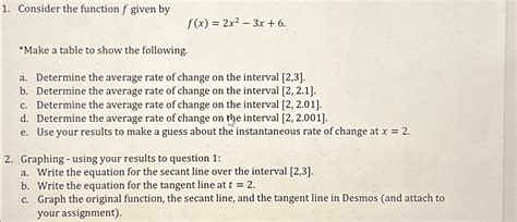 solved consider the function f ﻿given byf x 2x2 3x 6 make a