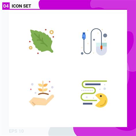 4 Thematic Vector Flat Icons And Editable Symbols Of Environment Garden