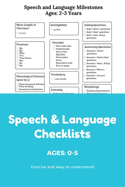 Speech Language Checklists And More Ages Speech And Language Speech Therapy Materials