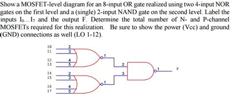 Show A MOSFET Level Diagram For An Input OR Gate Realized Using Two Input NOR Gates On The