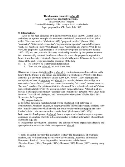 The Discourse Connective After All Elizabeth Traugott Download Free