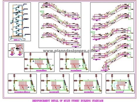Staircase Reinforcement Cad Detail For Multistorey Building Design