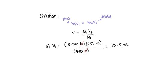 SOLVED Determine The Initial Volume In Milliliters Required To Prepare Each Of The Following