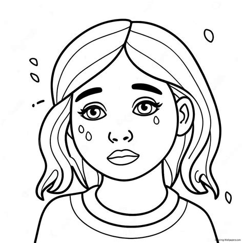 Sad Girl With Tears Coloring Page 42853 33871