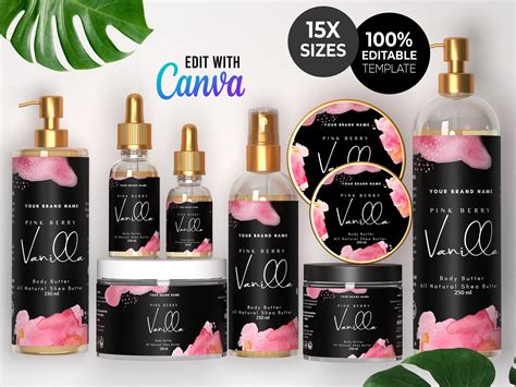 Editable Body Product Labels CANVA DIY Cosmetic Labels Editable Cosmetic Labels Wrap Around