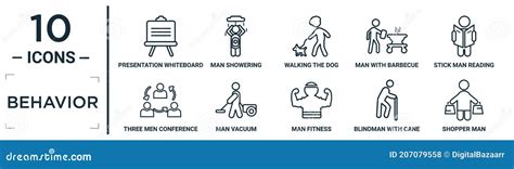 Linear Shopper Man Icon From Behavior Outline Collection Thin Line Shopper Man Vector Isolated